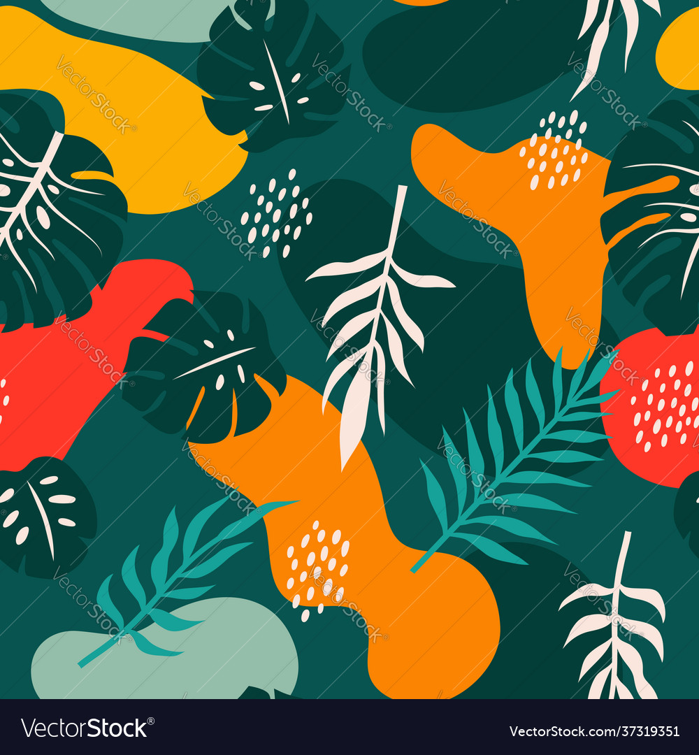 Seamless pattern with tropical palm leaves Vector Image