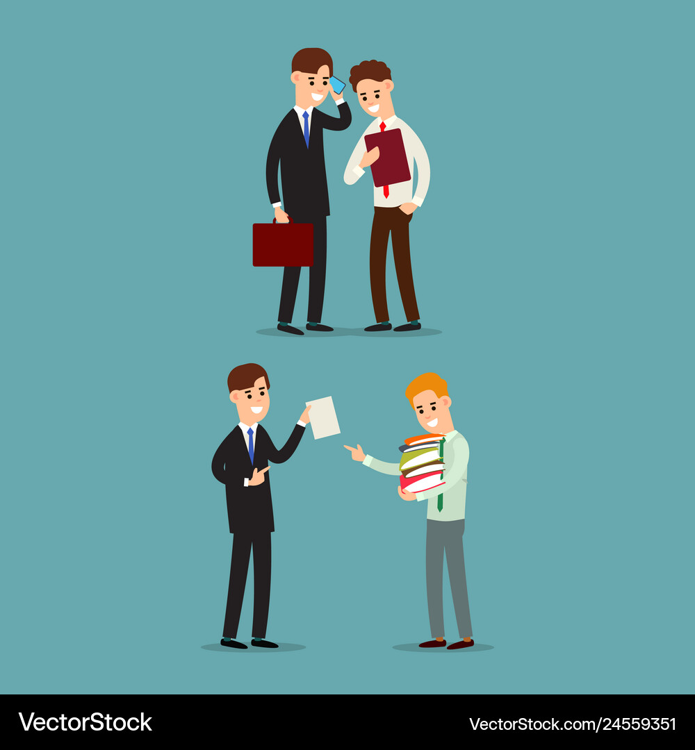 Set businessman communication two business man Vector Image
