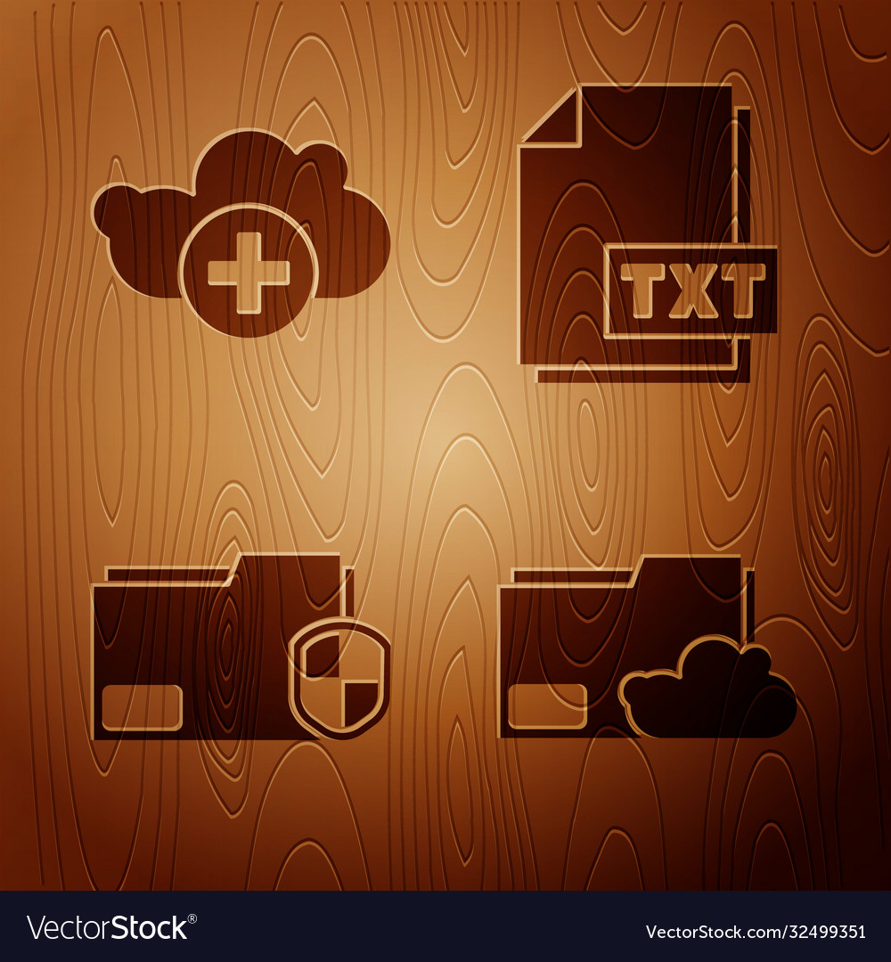Set cloud storage text document folder add cloud Vector Image Set cloud storage text document folder add cloud Vector Image