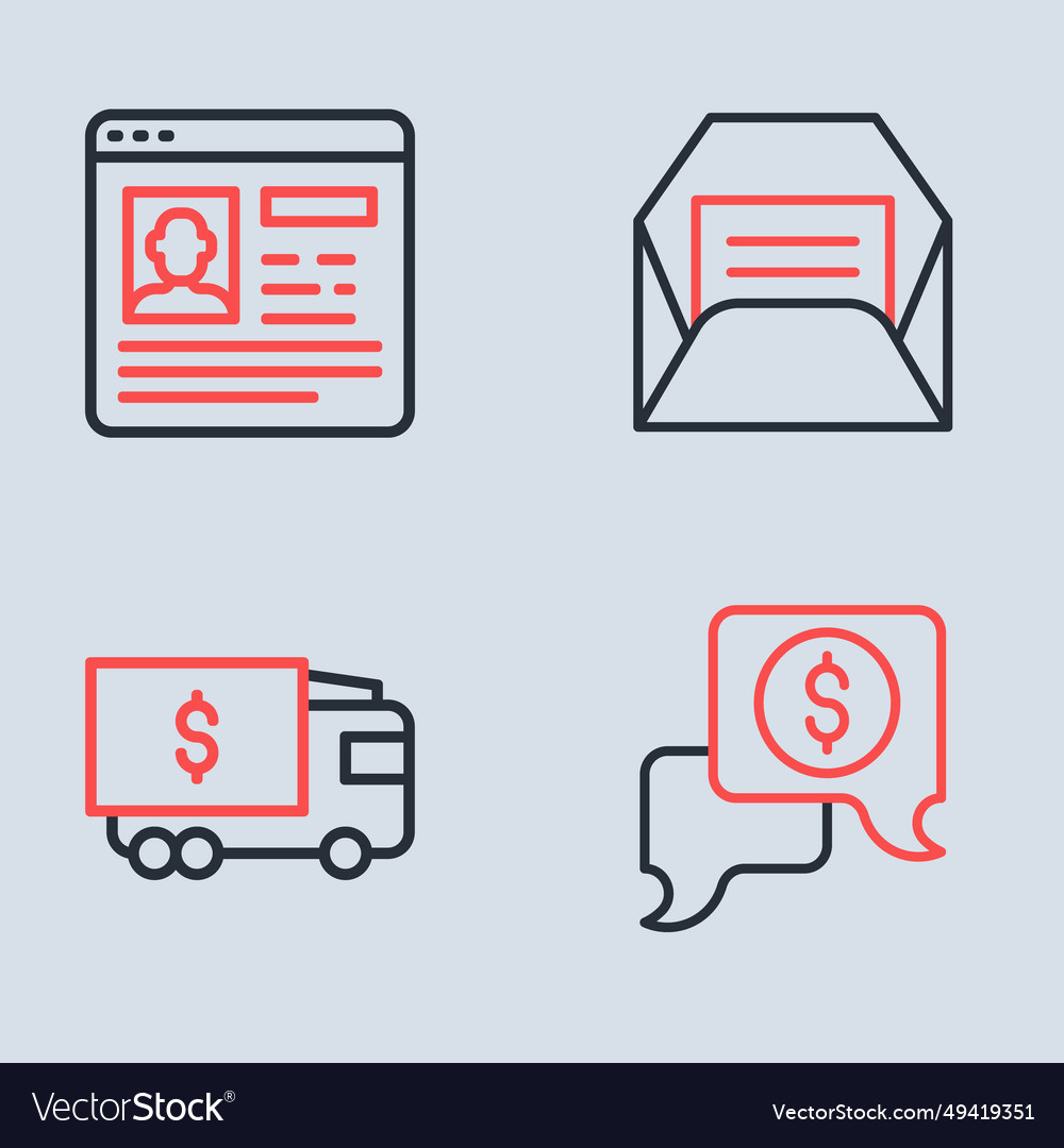 Set line envelope armored truck business Vector Image Set line envelope armored truck business Vector Image