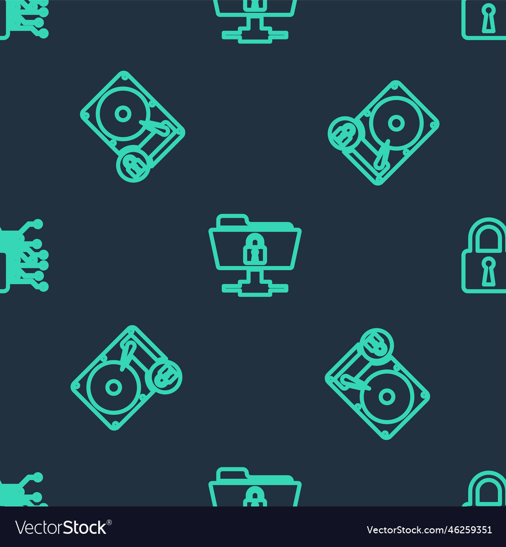 Set line ftp folder and lock hard disk drive Vector Image