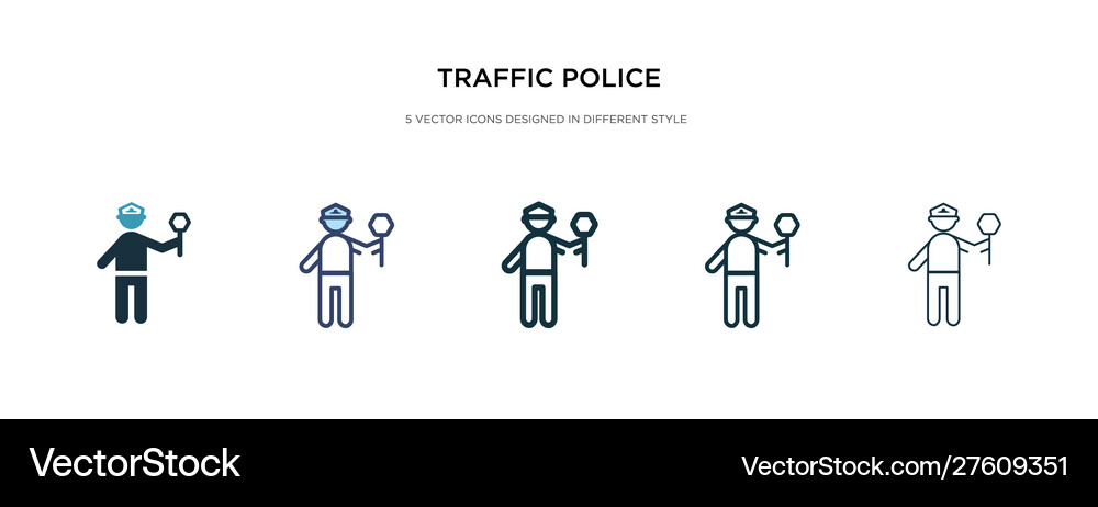 Traffic police icon in different style two Vector Image