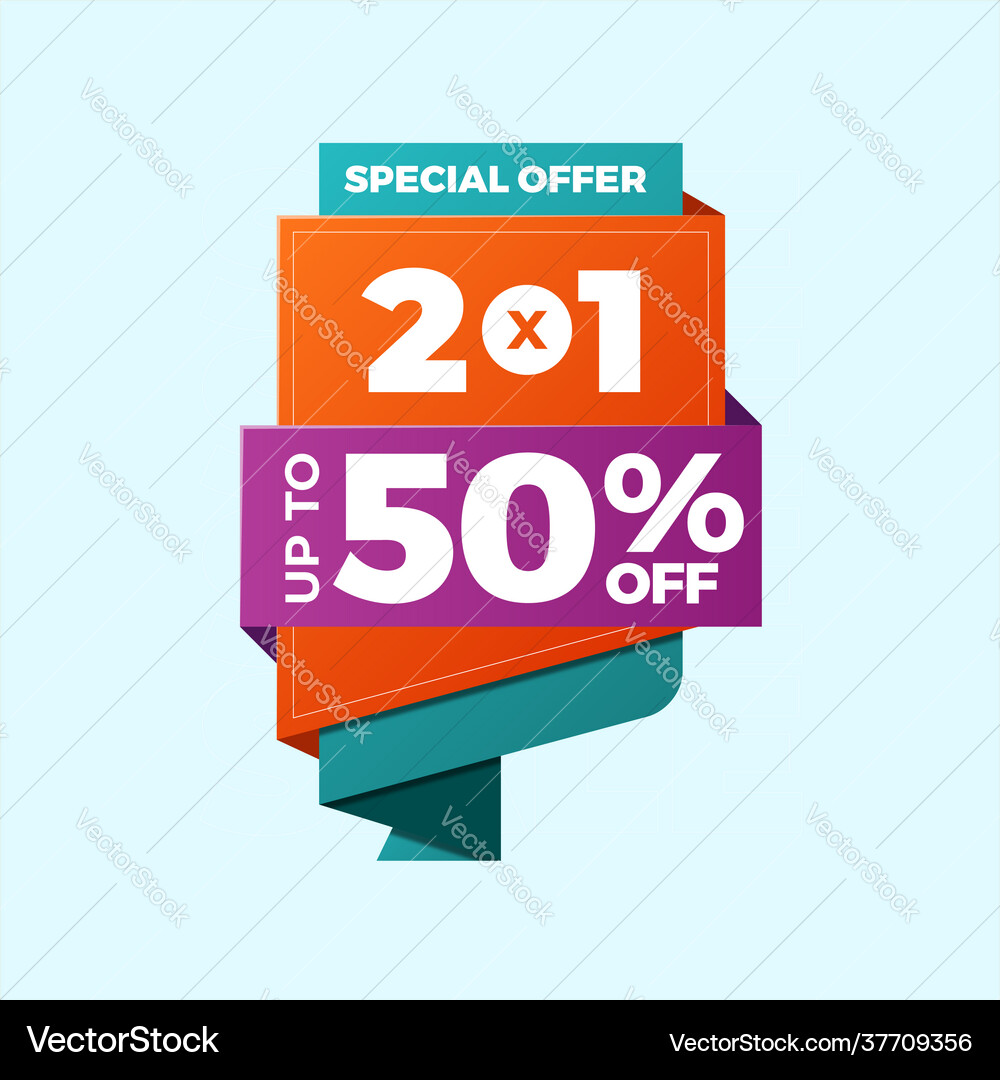 2x1 mega sale promotion label Royalty Free Vector Image