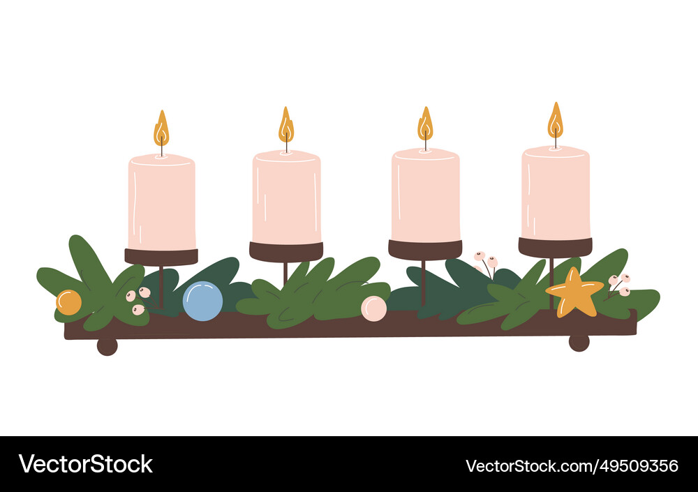 Advent wreaths with four candles Royalty Free Vector Image