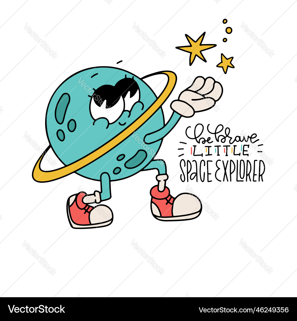Be brave little space explorer - lettering print Vector Image