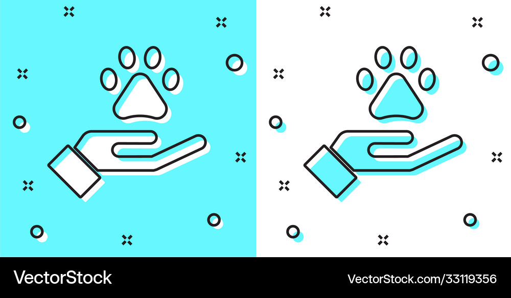Black line hands with animals footprint icon Vector Image