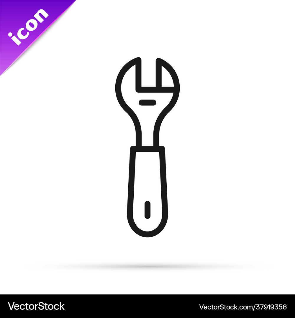 Black line wrench spanner icon isolated on white Vector Image