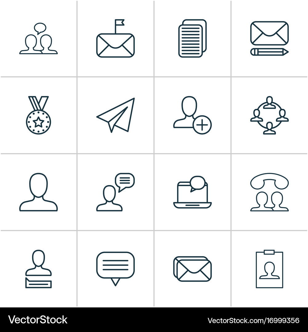 Communication icons set collection of mail text Vector Image