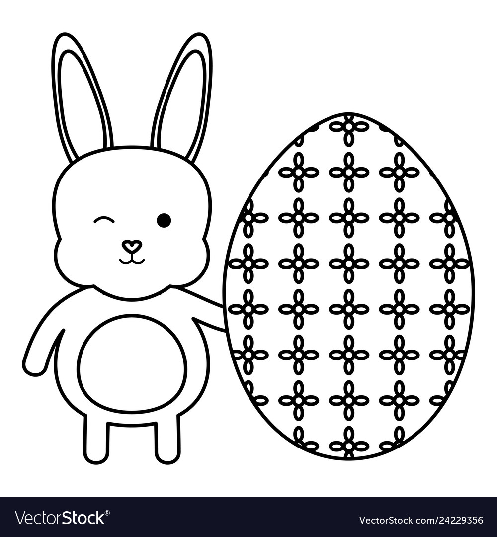 Cute rabbit with easter egg painted Royalty Free Vector