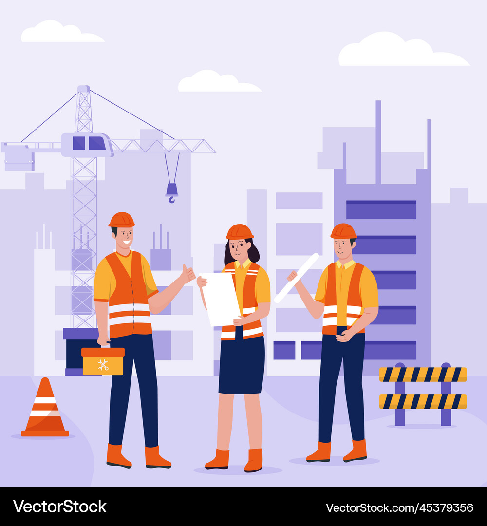 Flat design of civil engineer building real Vector Image