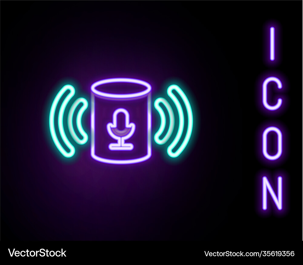 Glowing neon line voice assistant icon isolated Vector Image