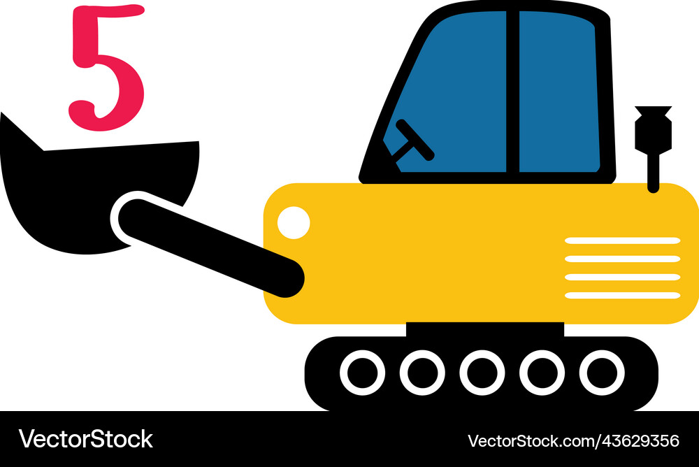 Happy birthday 5th excavator Royalty Free Vector Image
