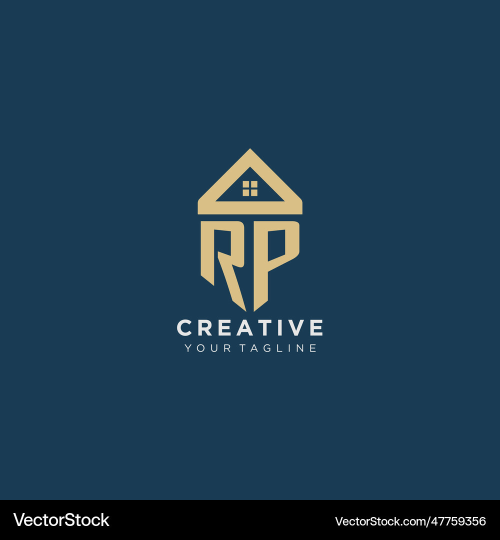Initial letter rp with simple house roof creative Vector Image