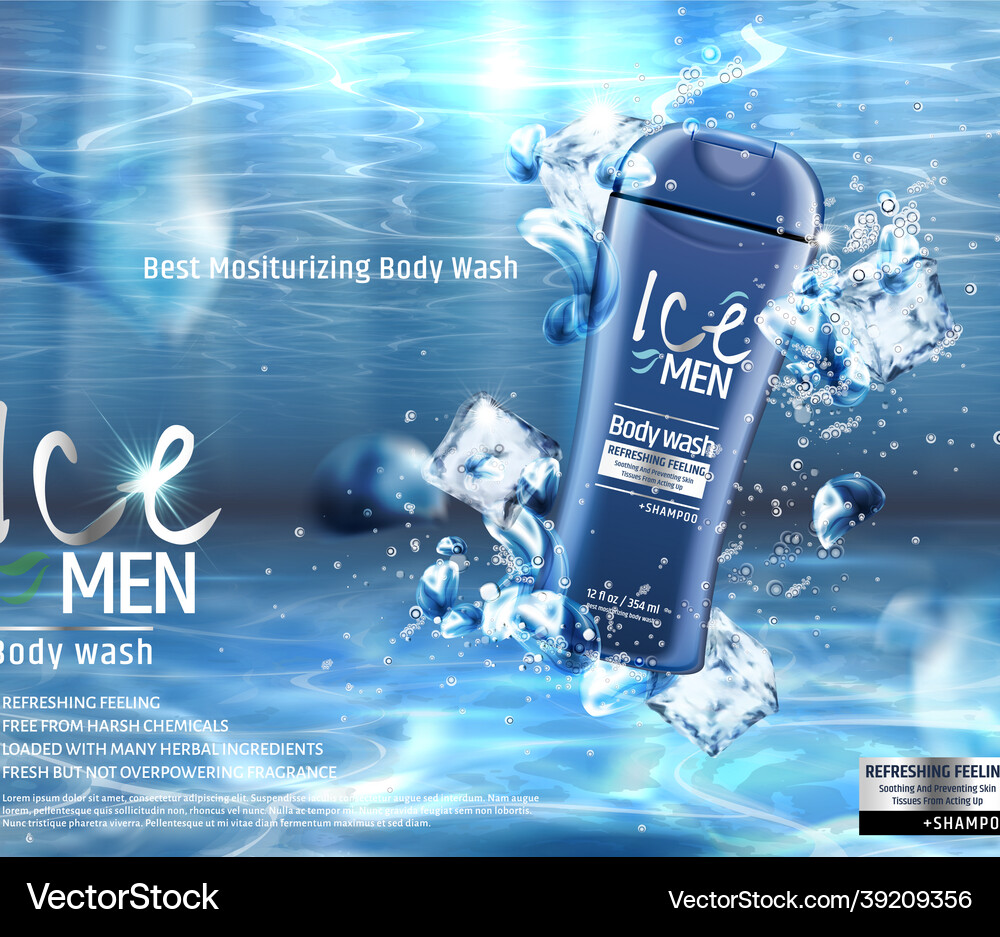 Mens body wash ads Royalty Free Vector Image - VectorStock