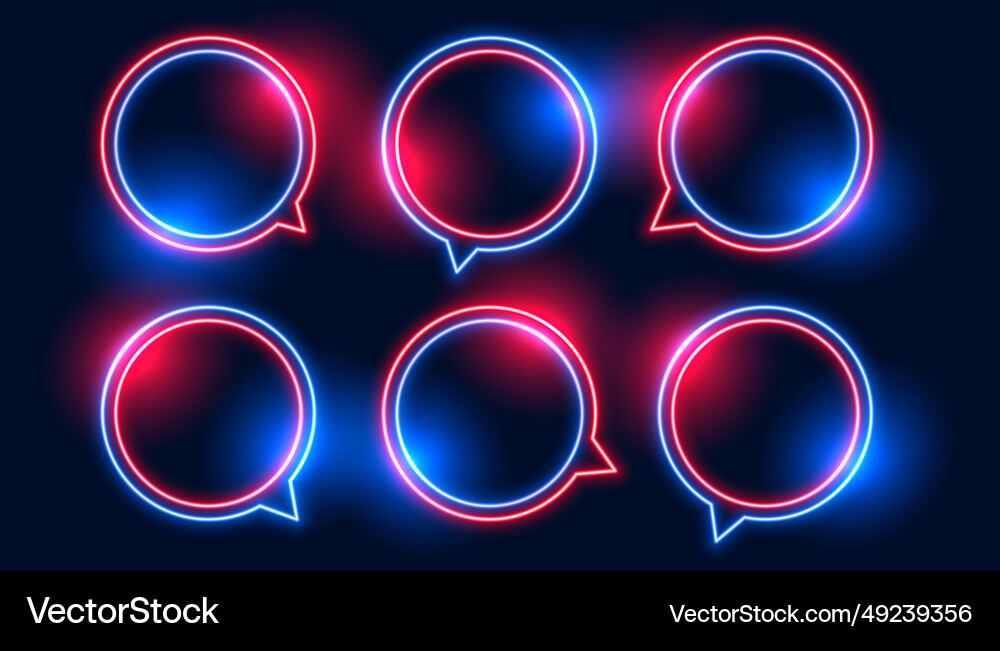 Red and blue shiny laser chat box frame in line Vector Image