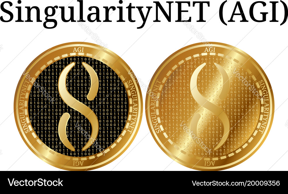 Set of physical golden coin singularitynet agi Vector Image