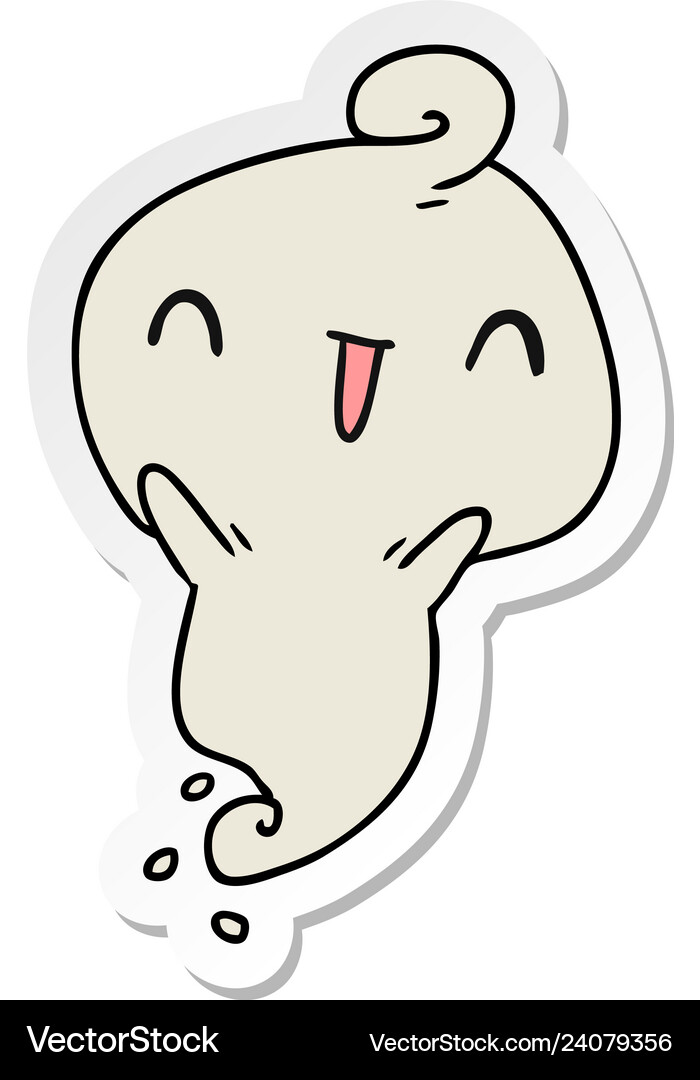 Sticker cartoon kawaii cute dead ghost Royalty Free Vector