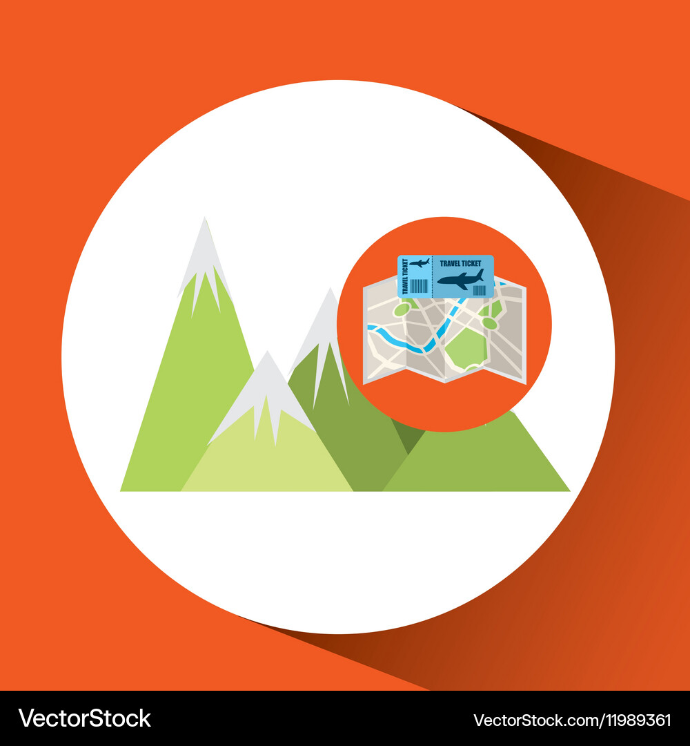 Airline ticket map travel mountains landscape Vector Image