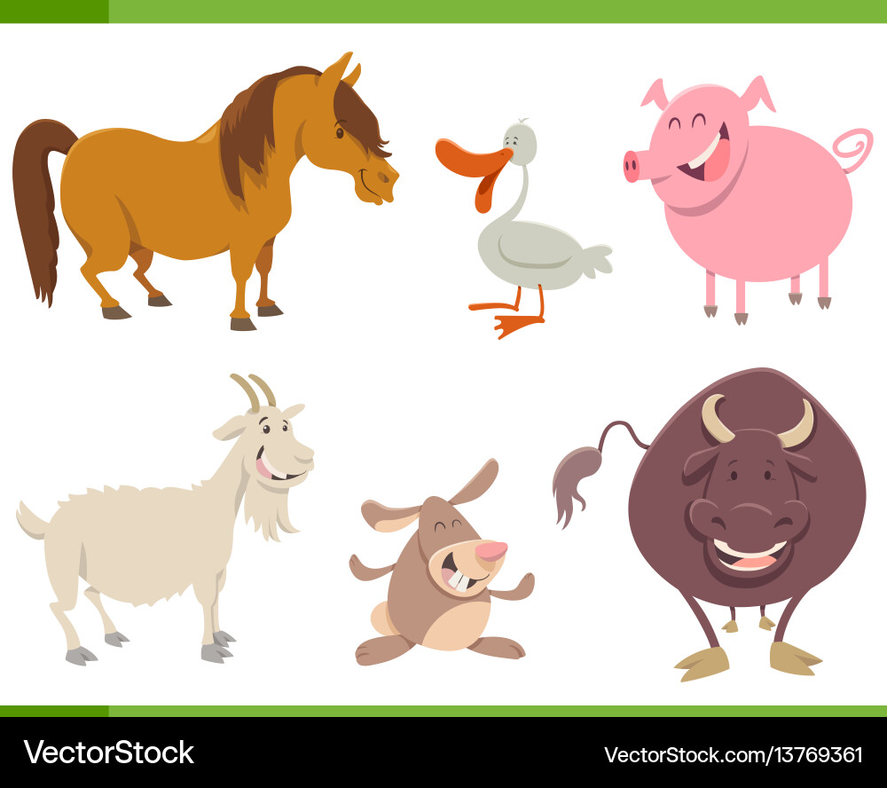 Cute farm animal characters set Royalty Free Vector Image
