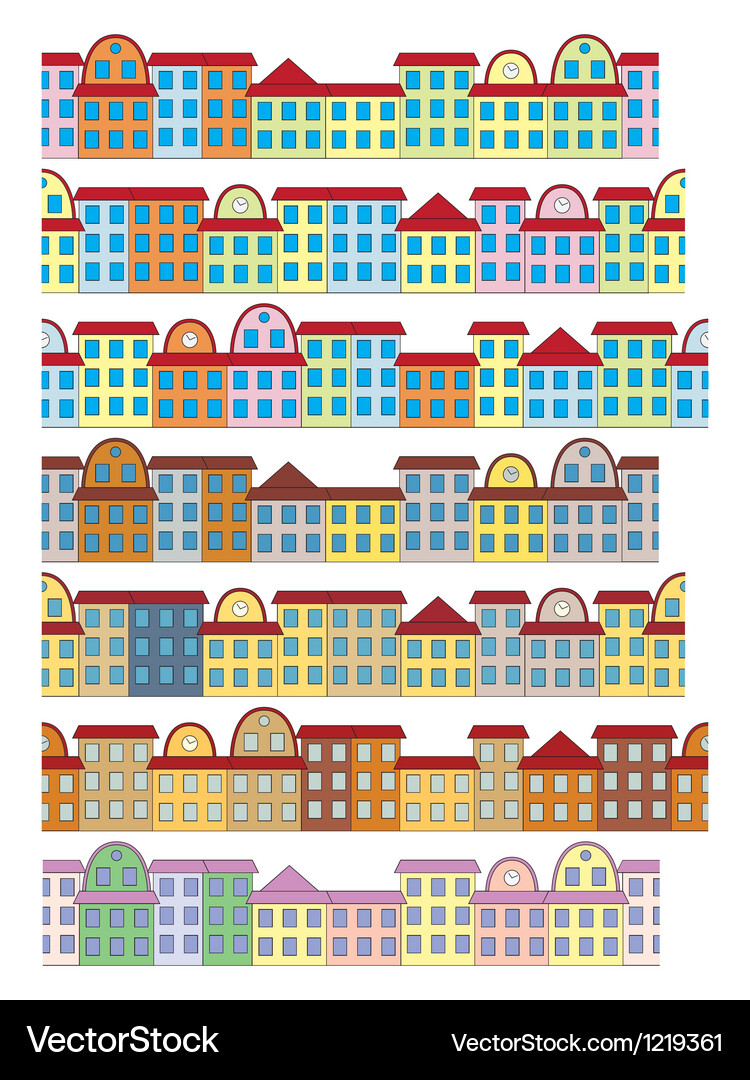 Rows of color buildings Royalty Free Vector Image