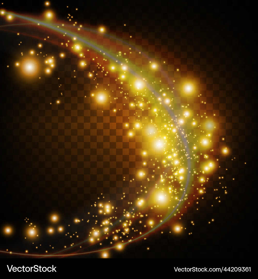 Set glow light effect with white sparks and golden