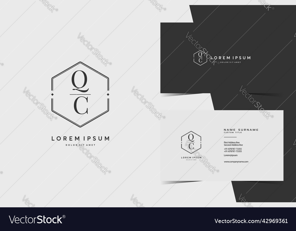 Simple hexagon qc monogram logo icon modern Vector Image