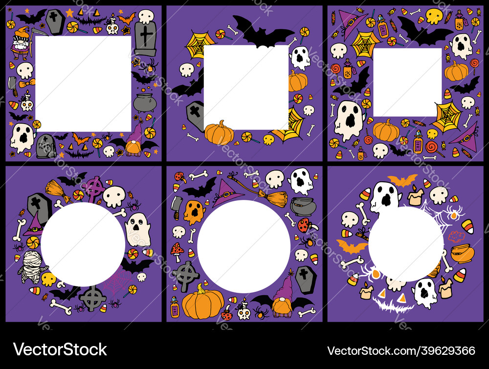 A set of frames for halloween collection Vector Image