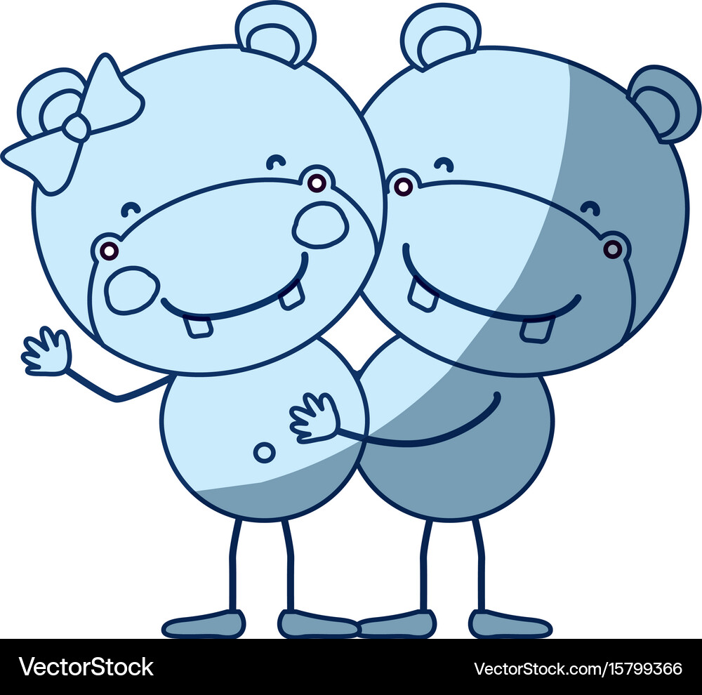 Blue color shading silhouette caricature Vector Image