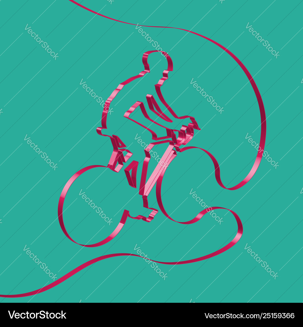 Colorful ribbon shapes a cyclist Royalty Free Vector Image