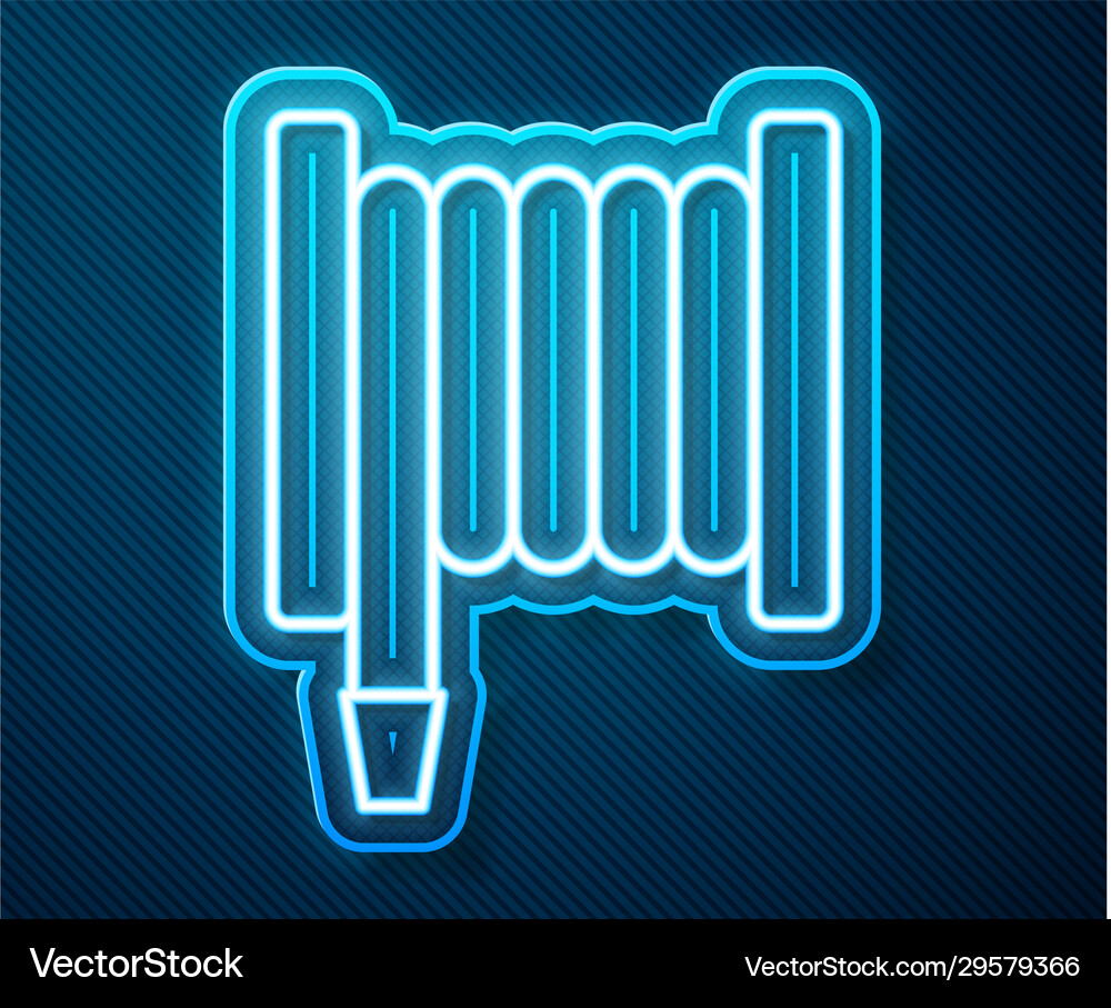 Glowing neon line fire hose reel icon isolated Vector Image