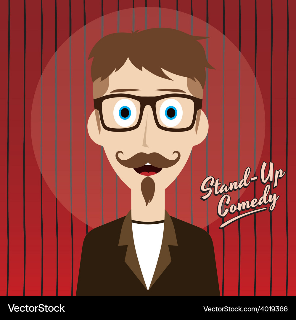 Hilarious guy stand up comedian cartoon Royalty Free Vector