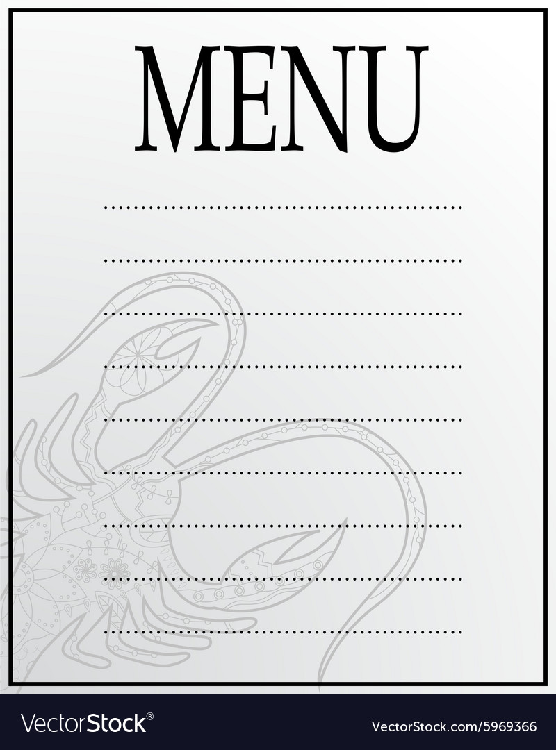 Menu blank Royalty Free Vector Image - VectorStock