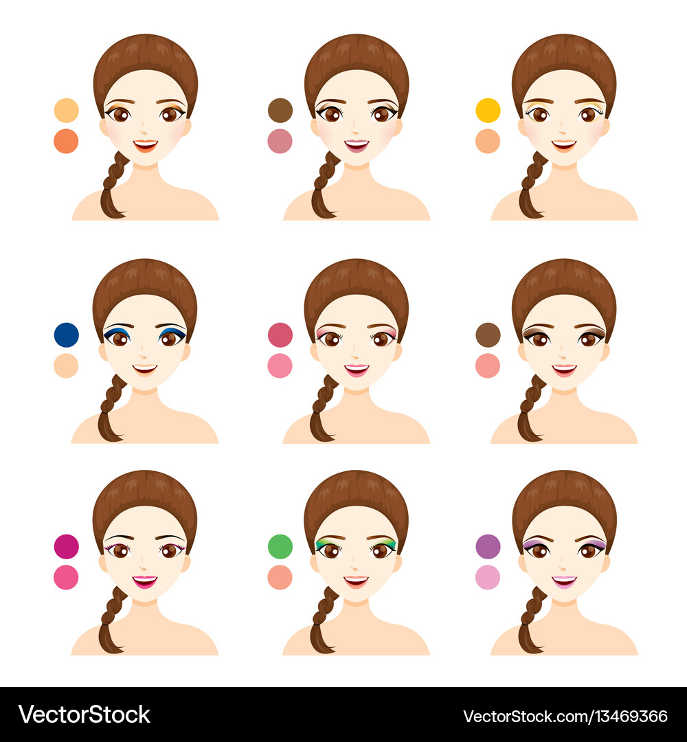Set of female face makeup style Royalty Free Vector Image