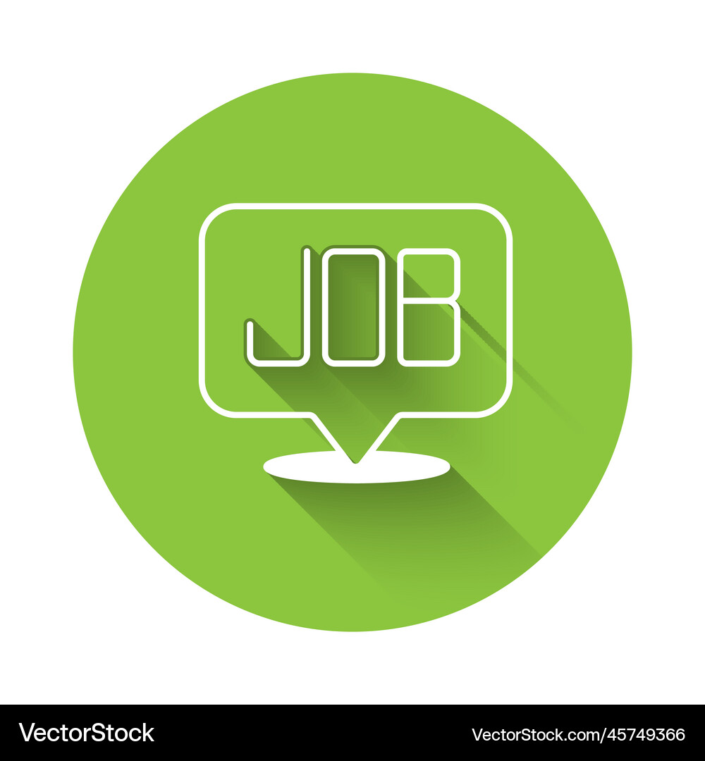 White search job icon isolated with long shadow Vector Image