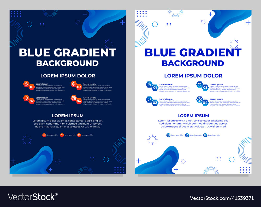 Blue gradient business flyer template collection Vector Image Blue gradient business flyer template collection Vector Image
