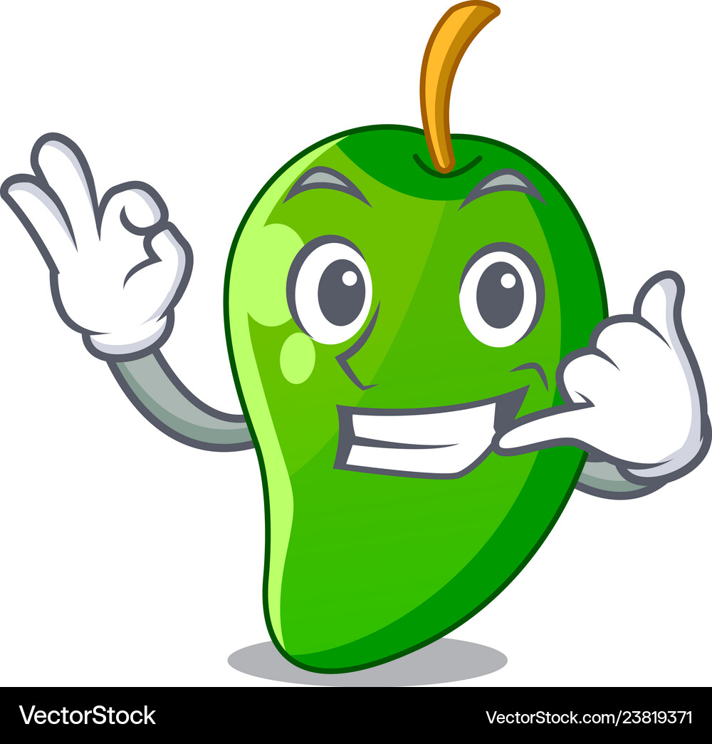 Call me green mango isolated with the mascot Vector Image