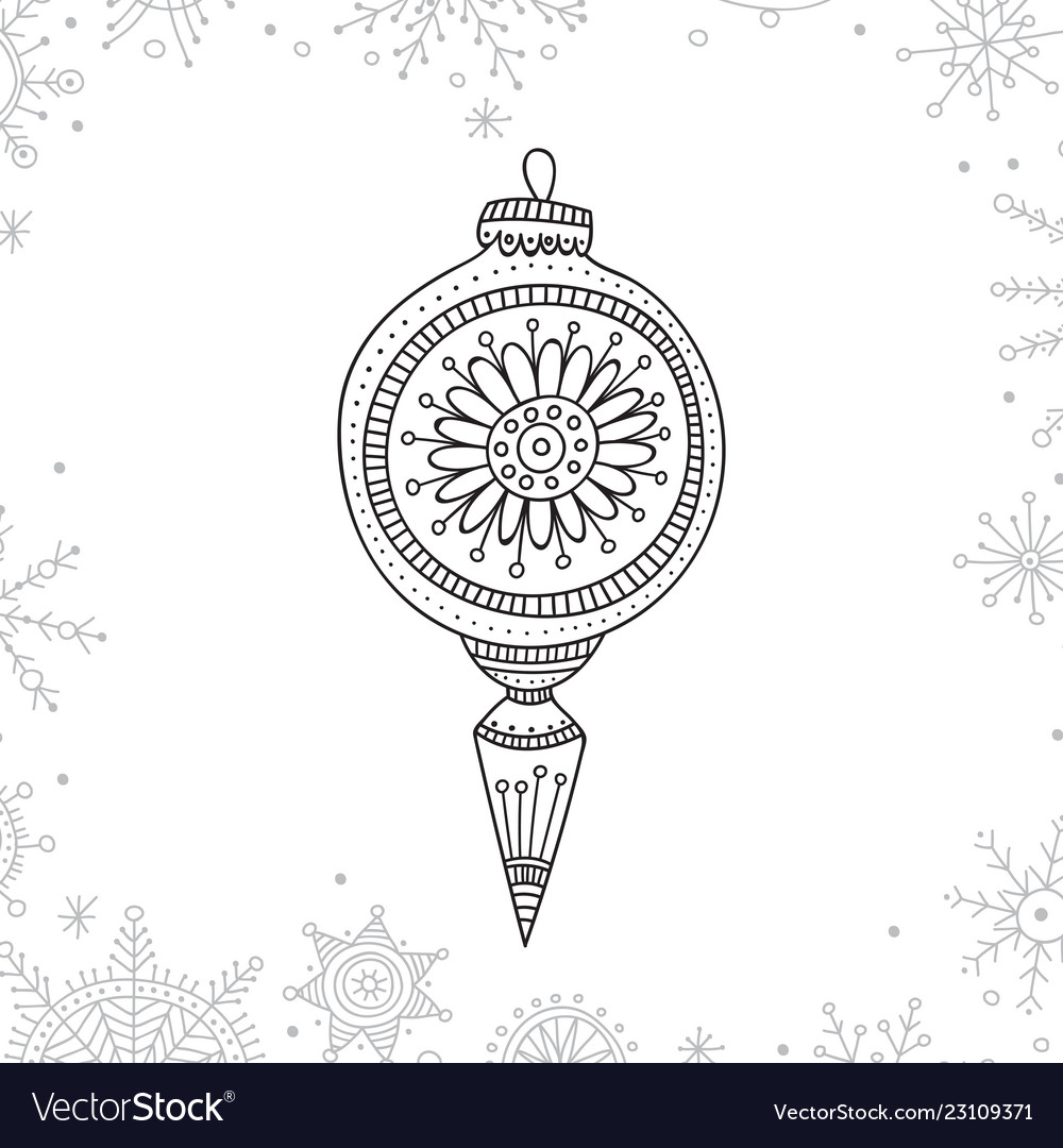 Christmas coloring tree decoration bauble Vector Image