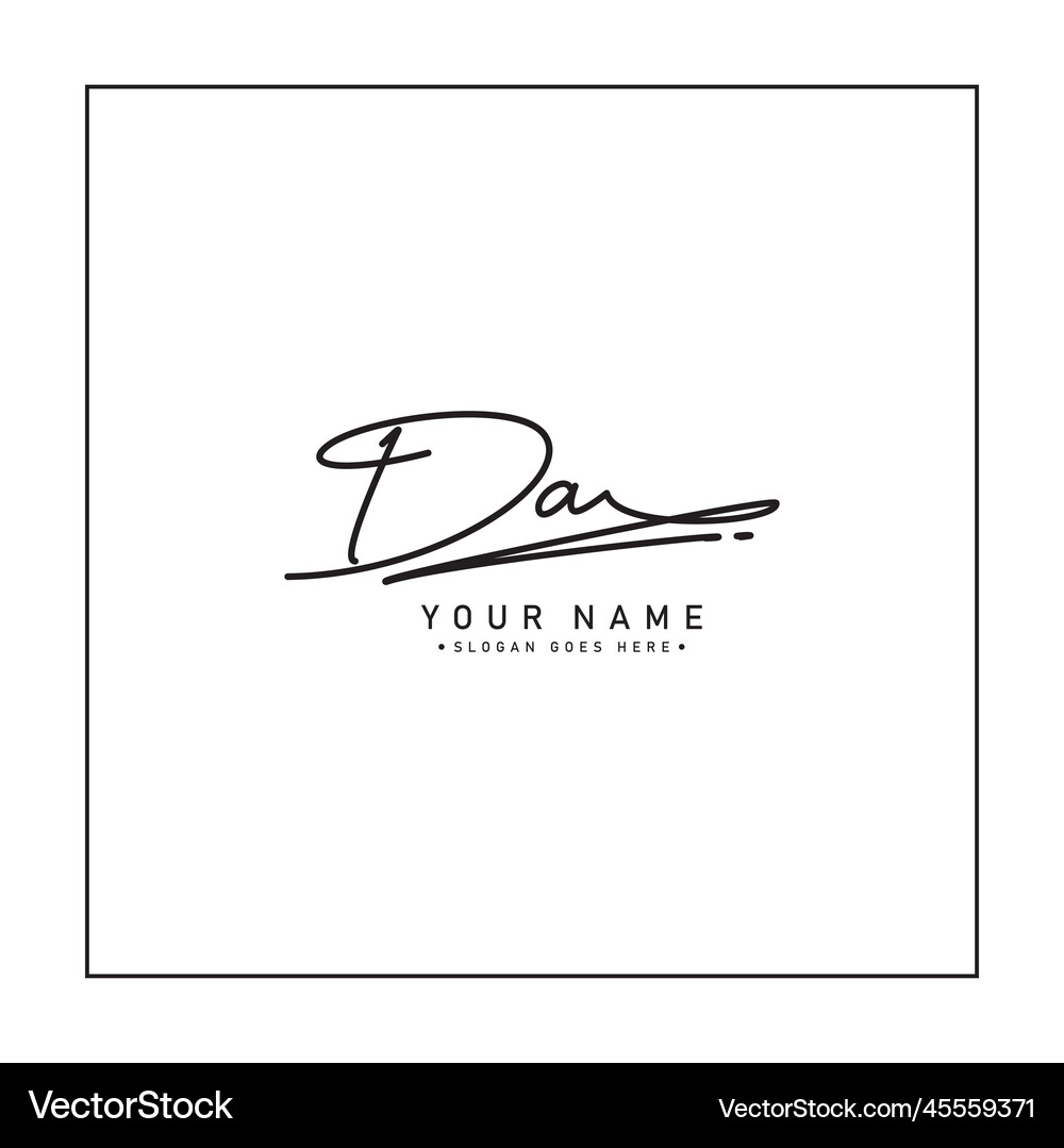 Da handwritten signature logo - logo template Vector Image