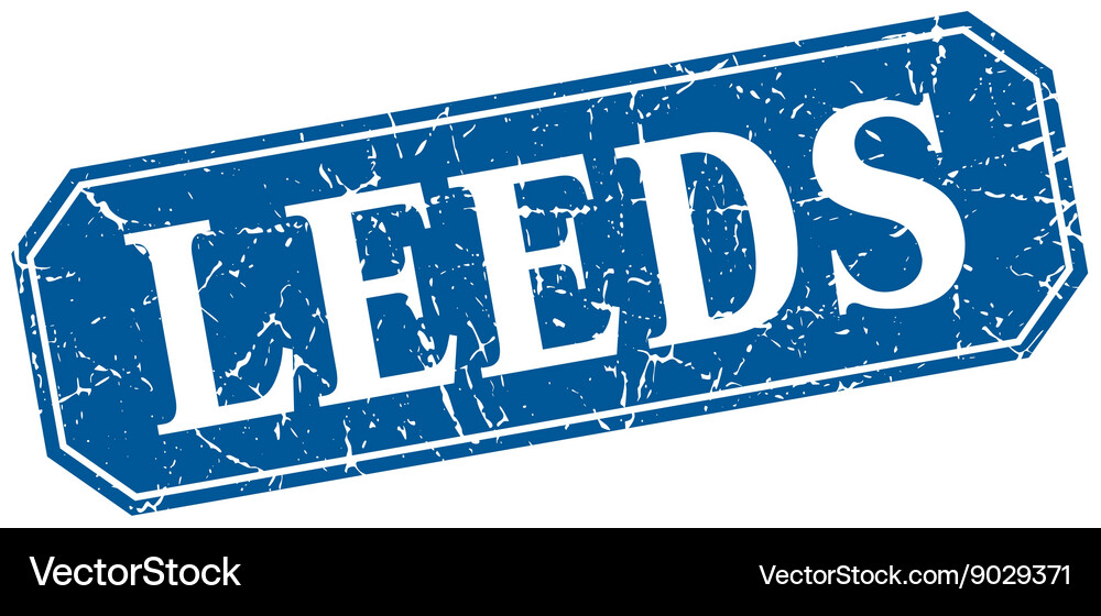 Leeds blue square grunge retro style sign Vector Image