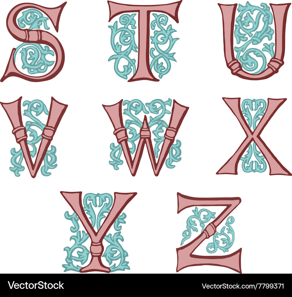 Letters in the old vintage style part 4 Royalty Free Vector