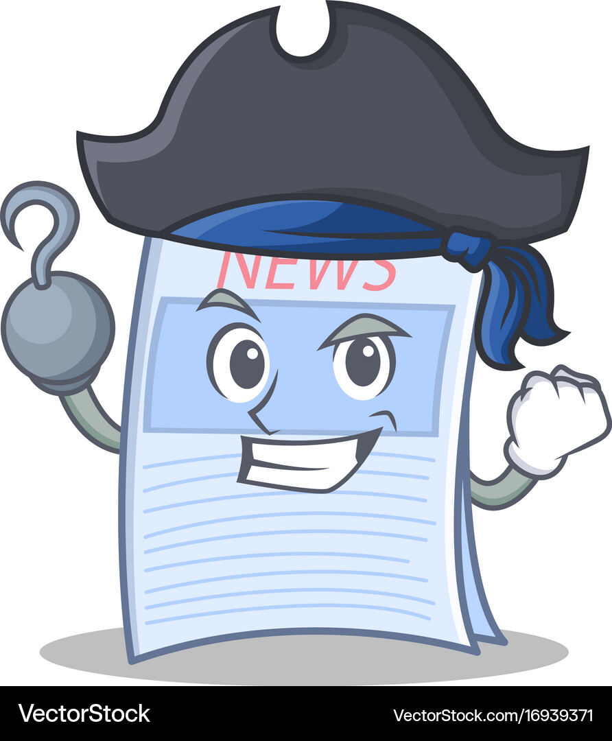 Pirate newspaper character cartoon style Vector Image