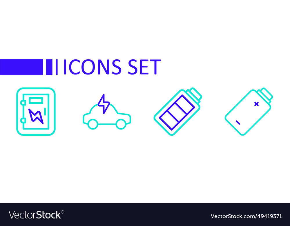Set line battery charge electric car Royalty Free Vector Set line battery charge electric car Royalty Free Vector