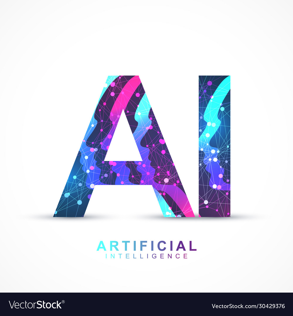 Artificial intelligence logo plexus effect Vector Image