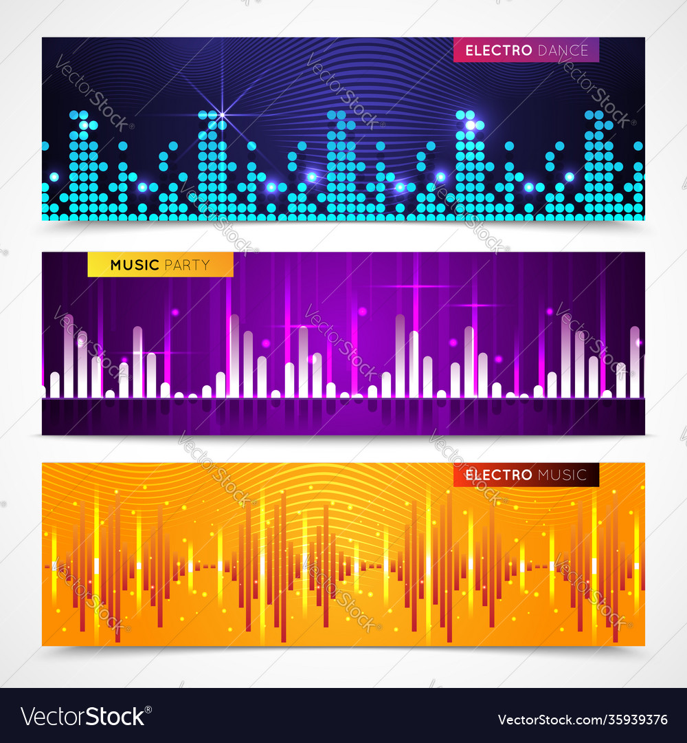 Audio equalizer banners set Royalty Free Vector Image