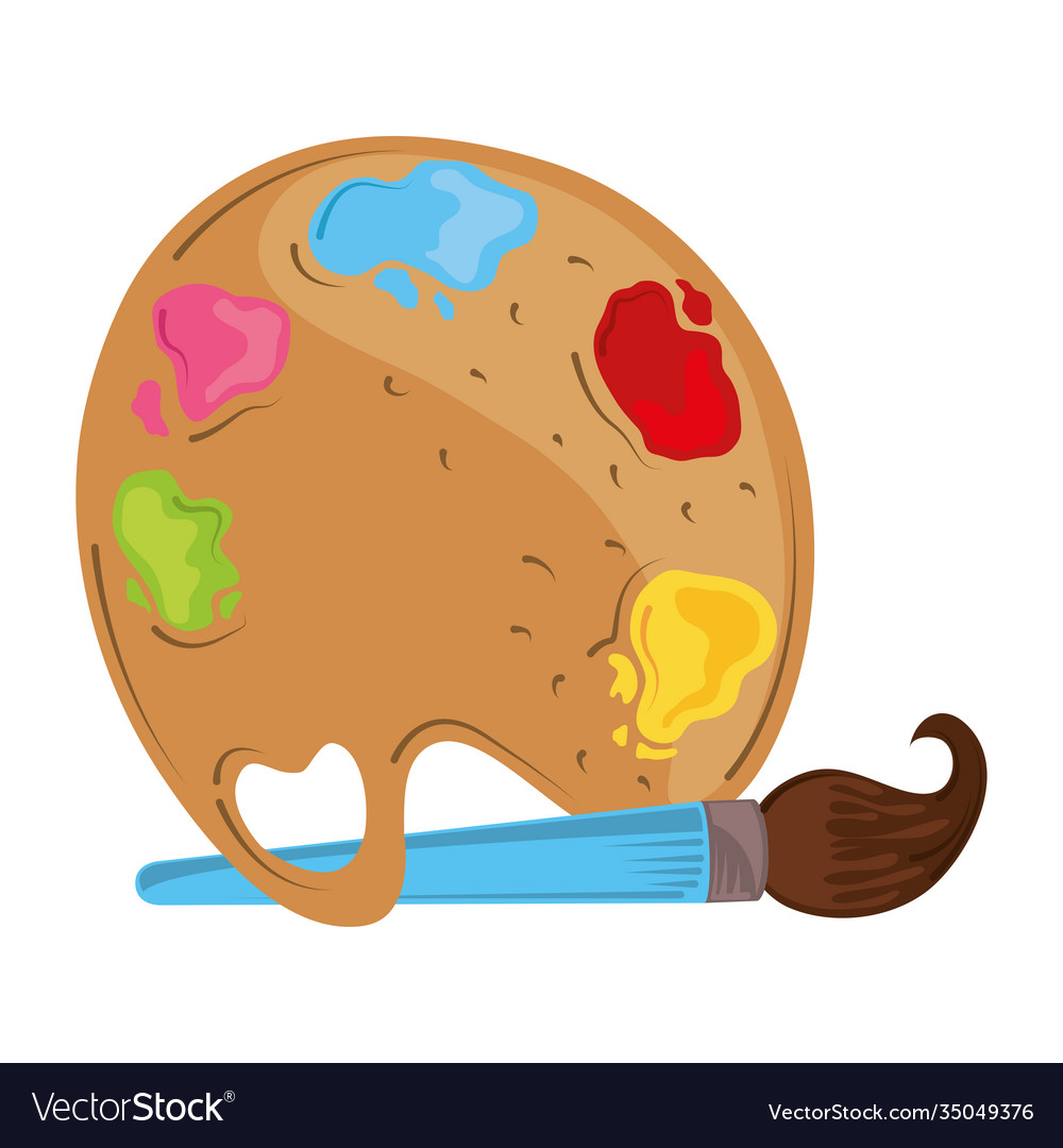 Back to school art palette color and paintbrush Vector Image