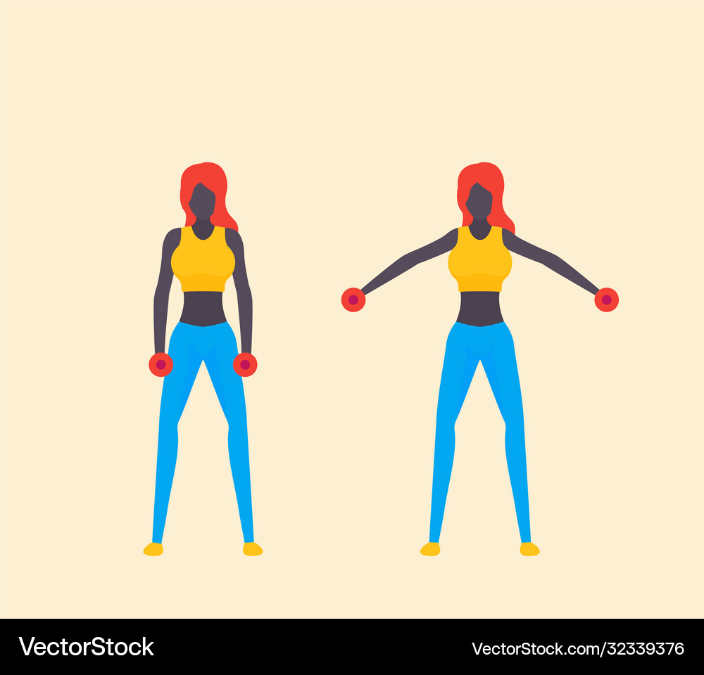 Girl training shoulders in gym Royalty Free Vector Image