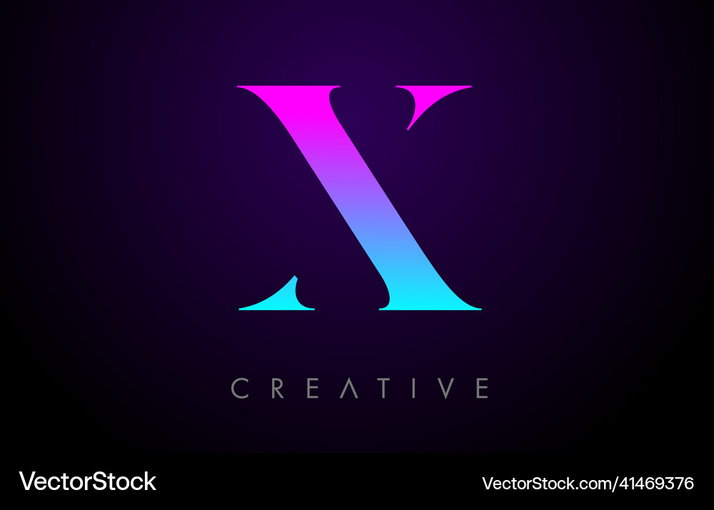 Purple blue neon x letter logo design concept Vector Image