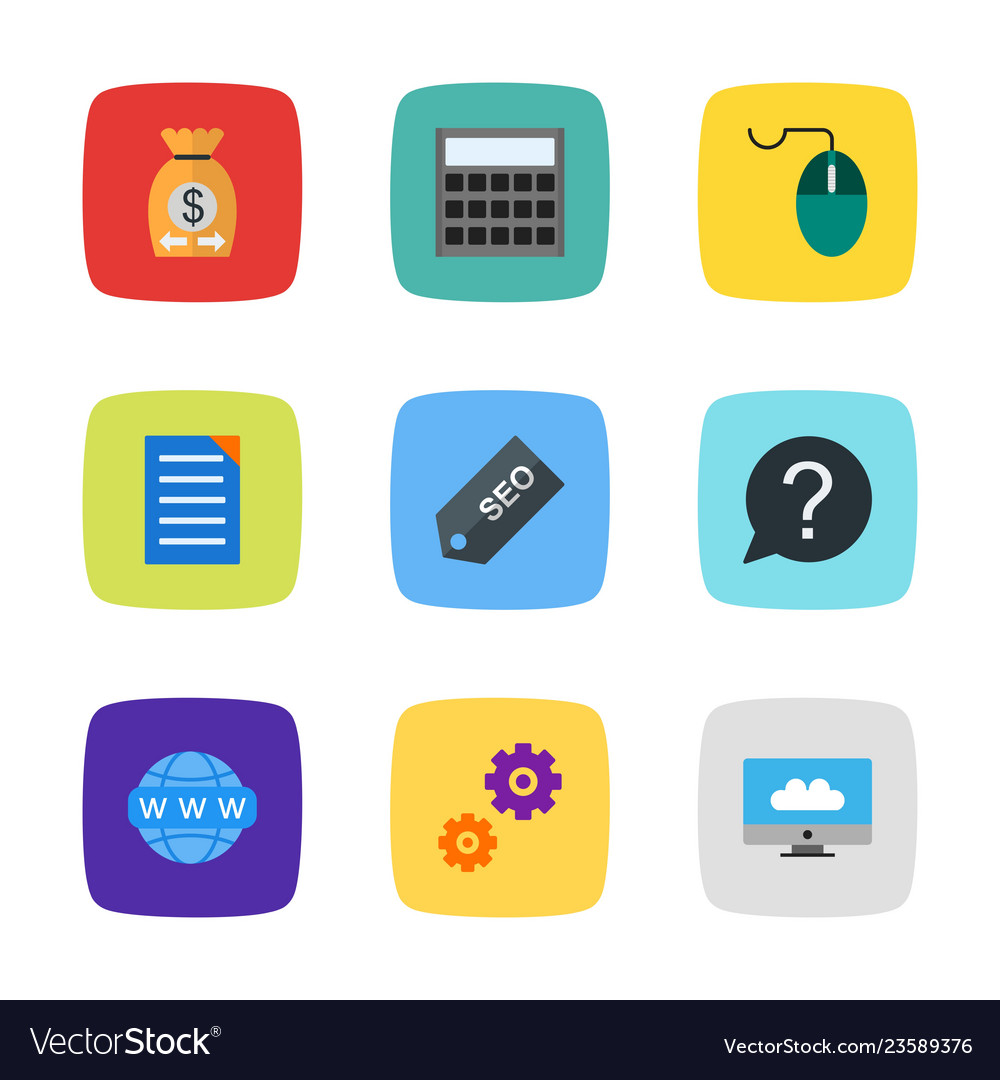 Set of seo search engine optimization icons Vector Image