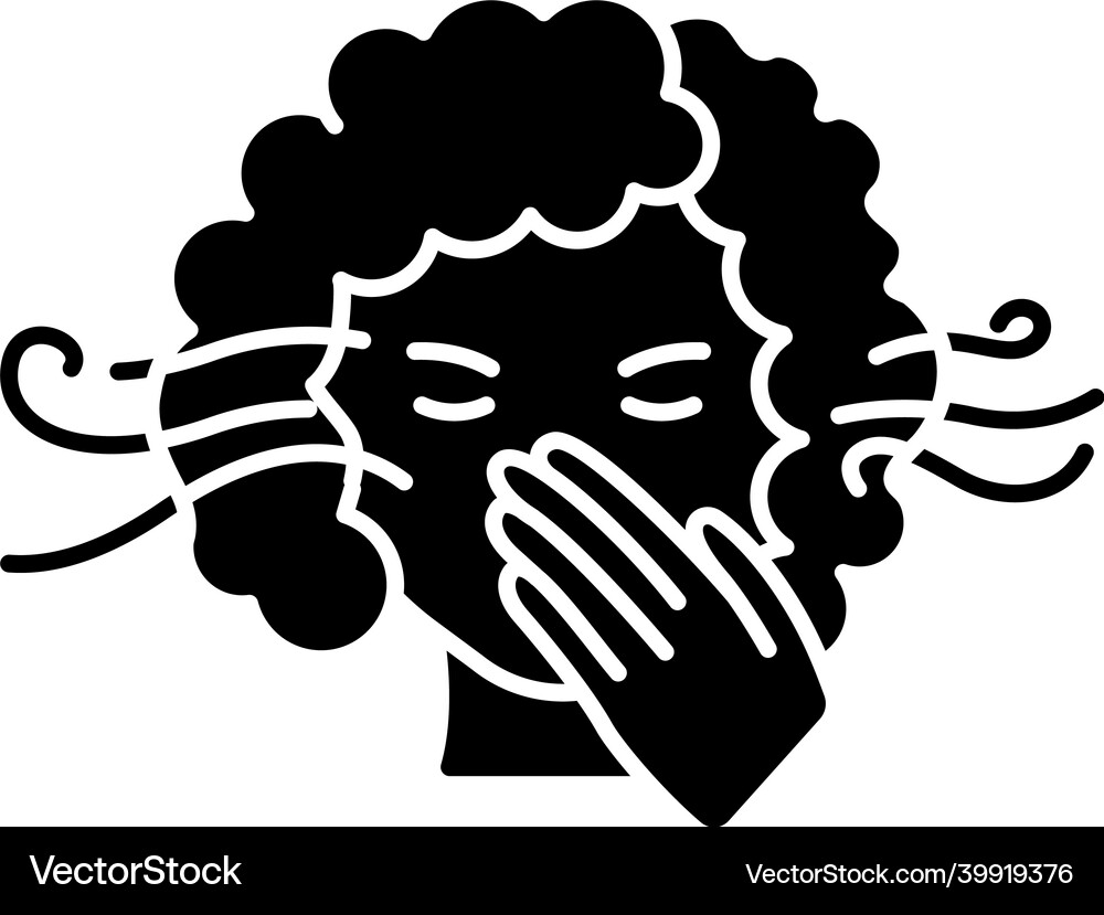 Smell sensitivity black glyph icon early symptom Vector Image