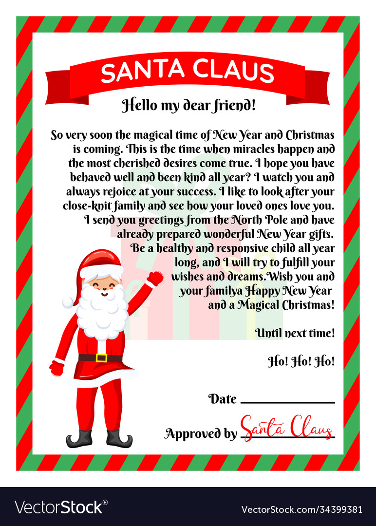 Personalized Calligraphy Letter From Santa Editable Holiday Pen Ink 